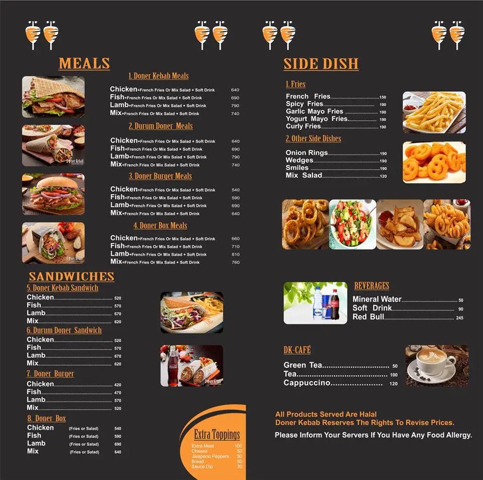 German Doner Kebab Menu Prices Uk 2026